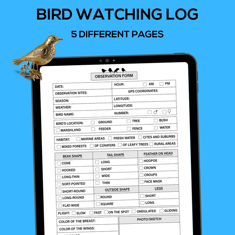 Bird Watching Log | Bird Watching Journal | Bird Watching Pages - PDF ...