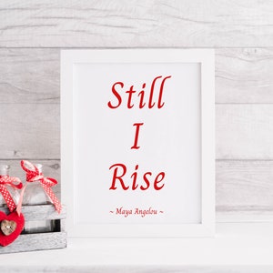 Maya Angelou Quote Print - Still I Rise - Inspirational Poem - Poetry ...