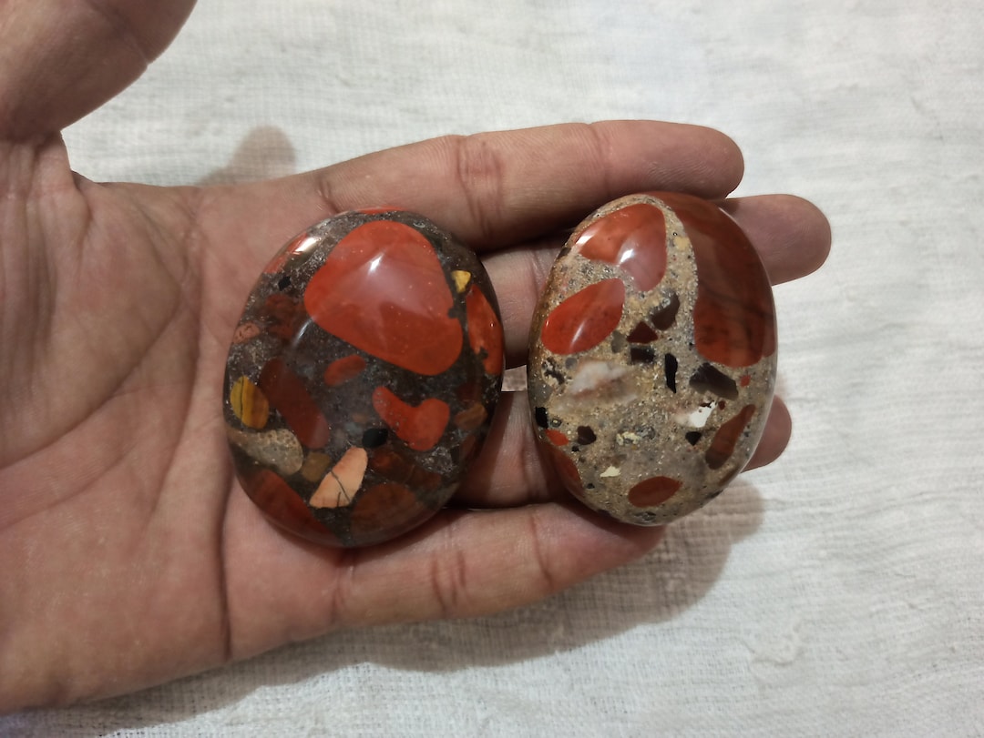 Red Jasper Conglomerate Palmstone Pudding Stone 40 to 50 Mm Lot of 2pcs ...