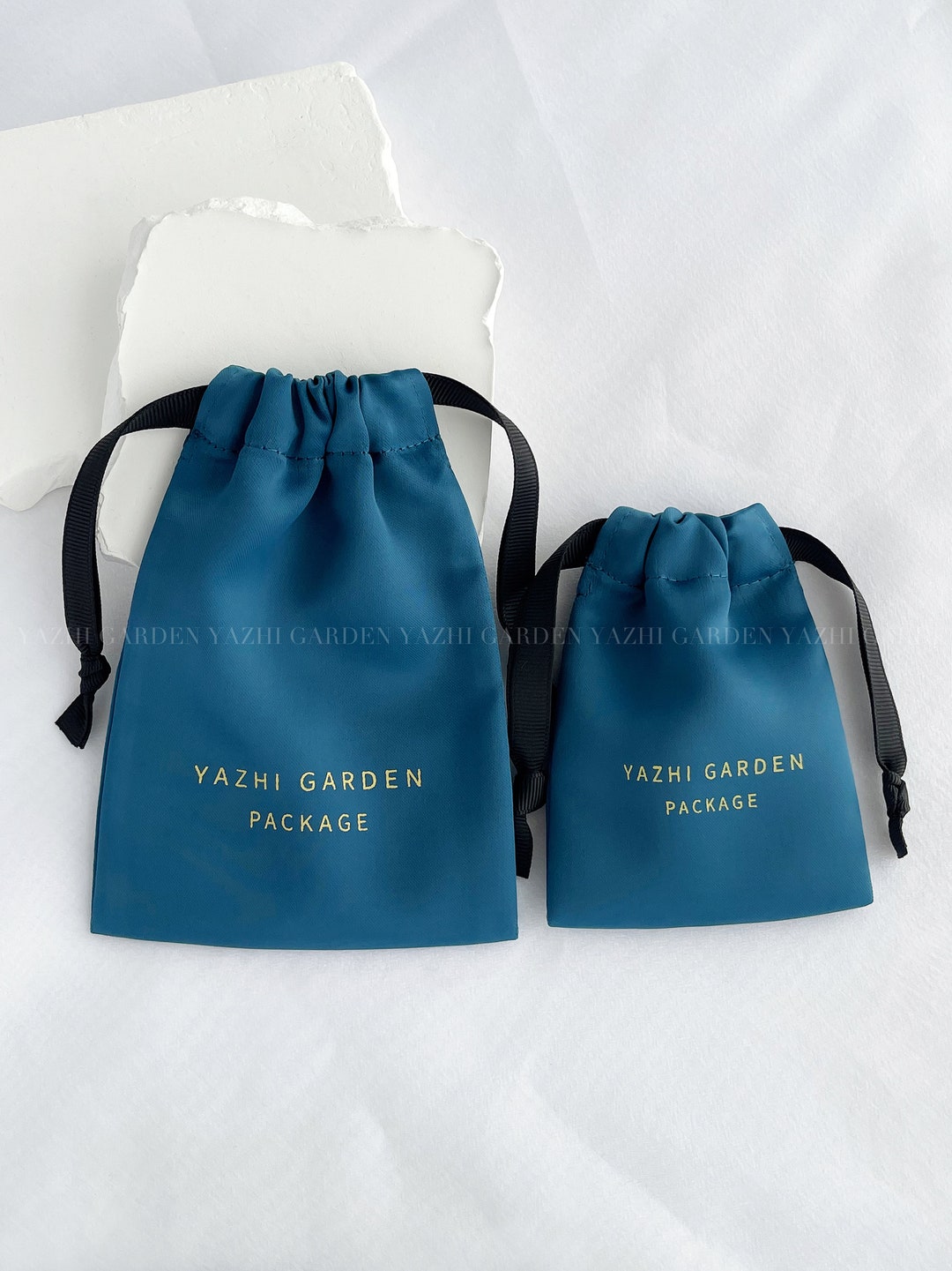 100pcs Teal Green Satin Drawstring Bags Custom Bags Jewelry Package ...