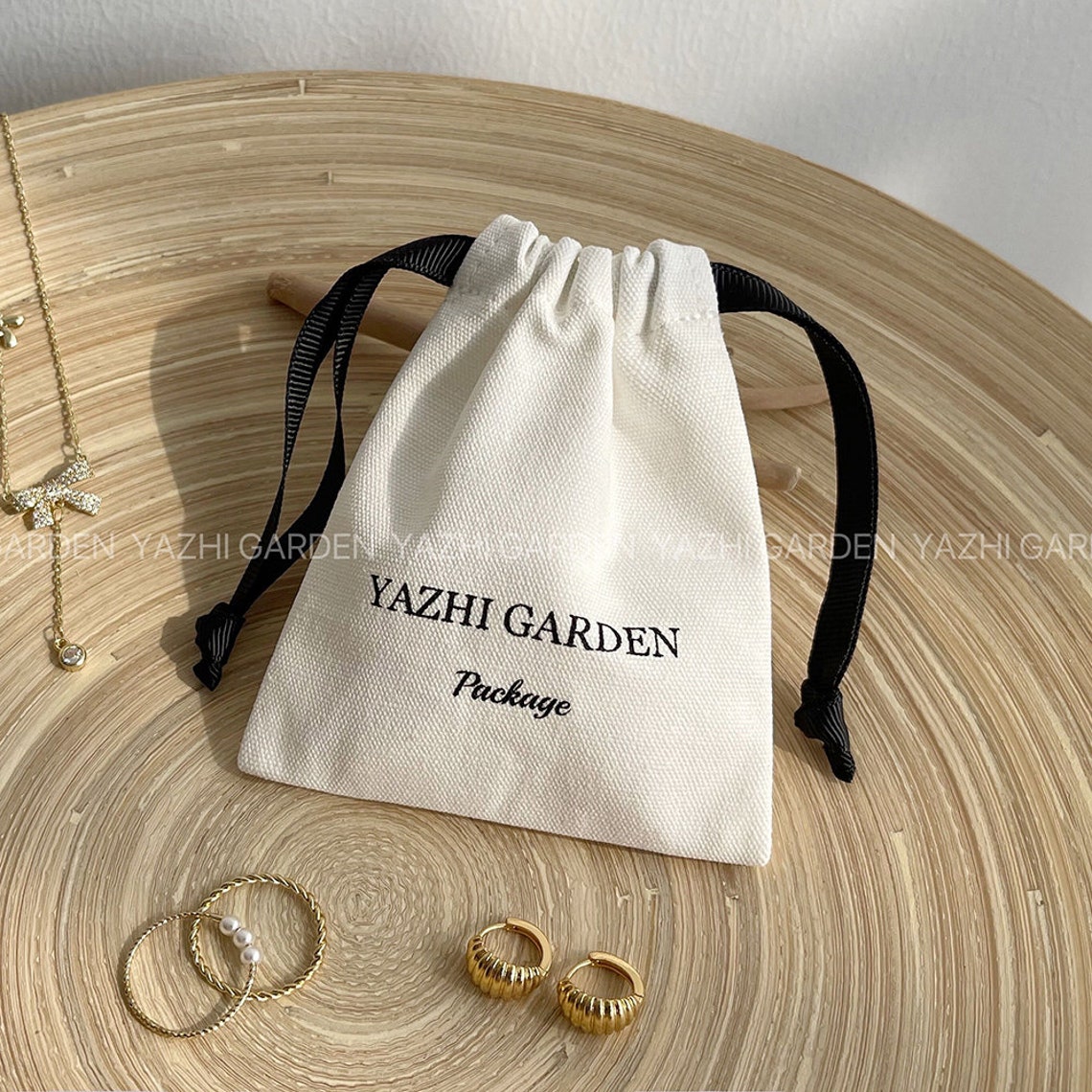 50 Custom Jewelry Pouch 8 Ounce White Cotton Canvas Bags Personalized ...