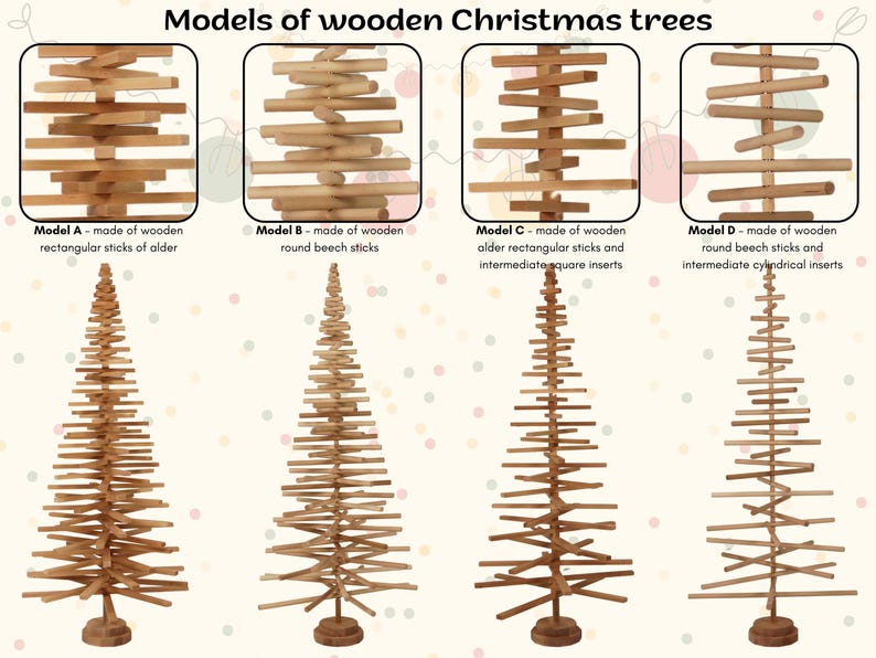 Rustic Wooden Christmas Tree, Handcrafted Holiday Decor, Natural Wood ...