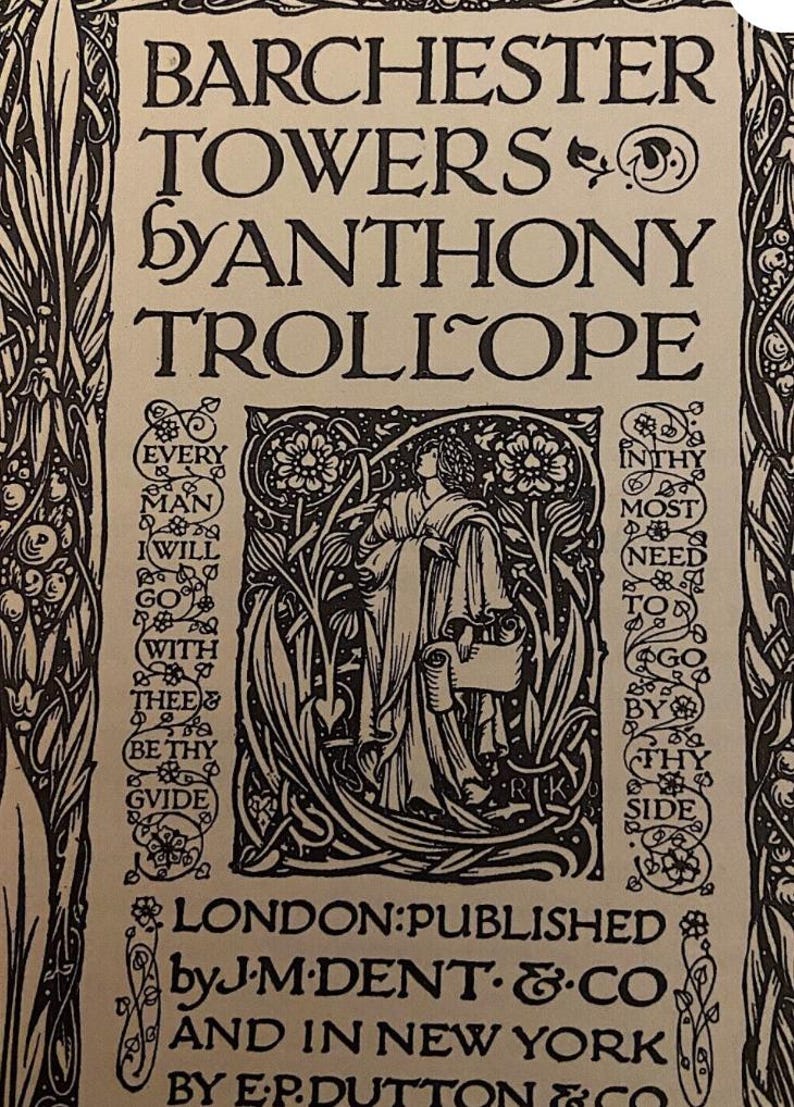 Rare 1906 Edition of "barchester Towers" by Anthony Trollope - Etsy