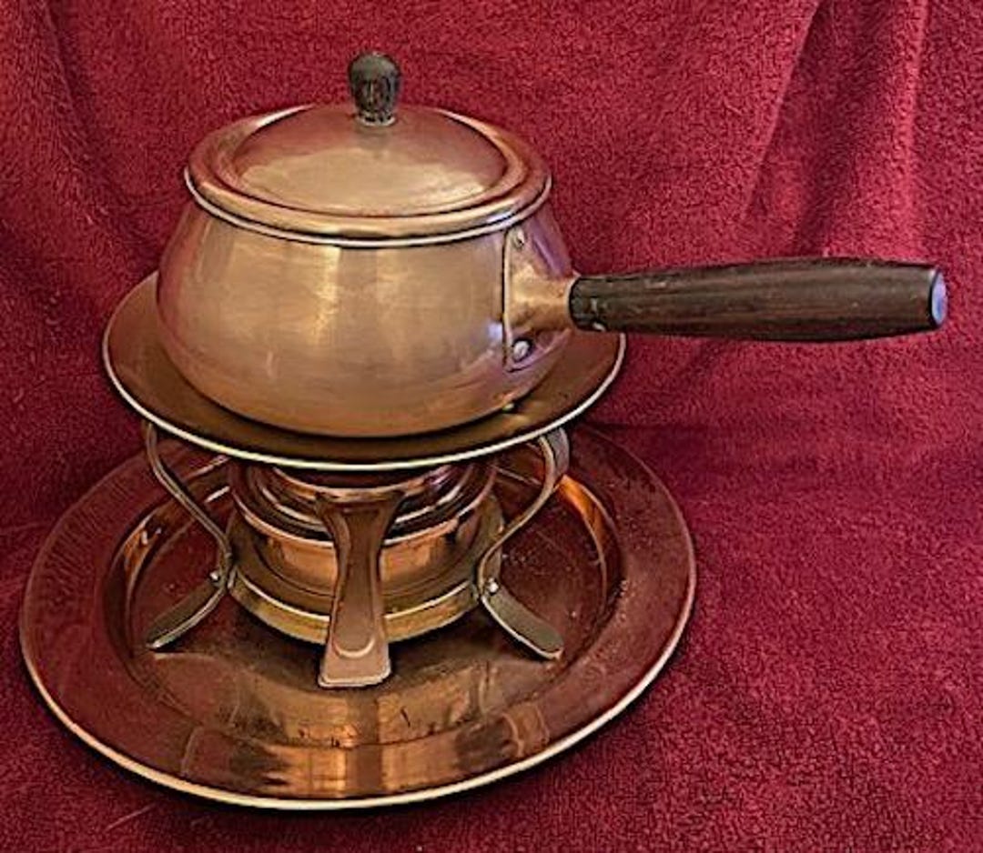 Exquisite Vintage Tagus Style Copper Fondue Set- PLUS Setting Plate ...