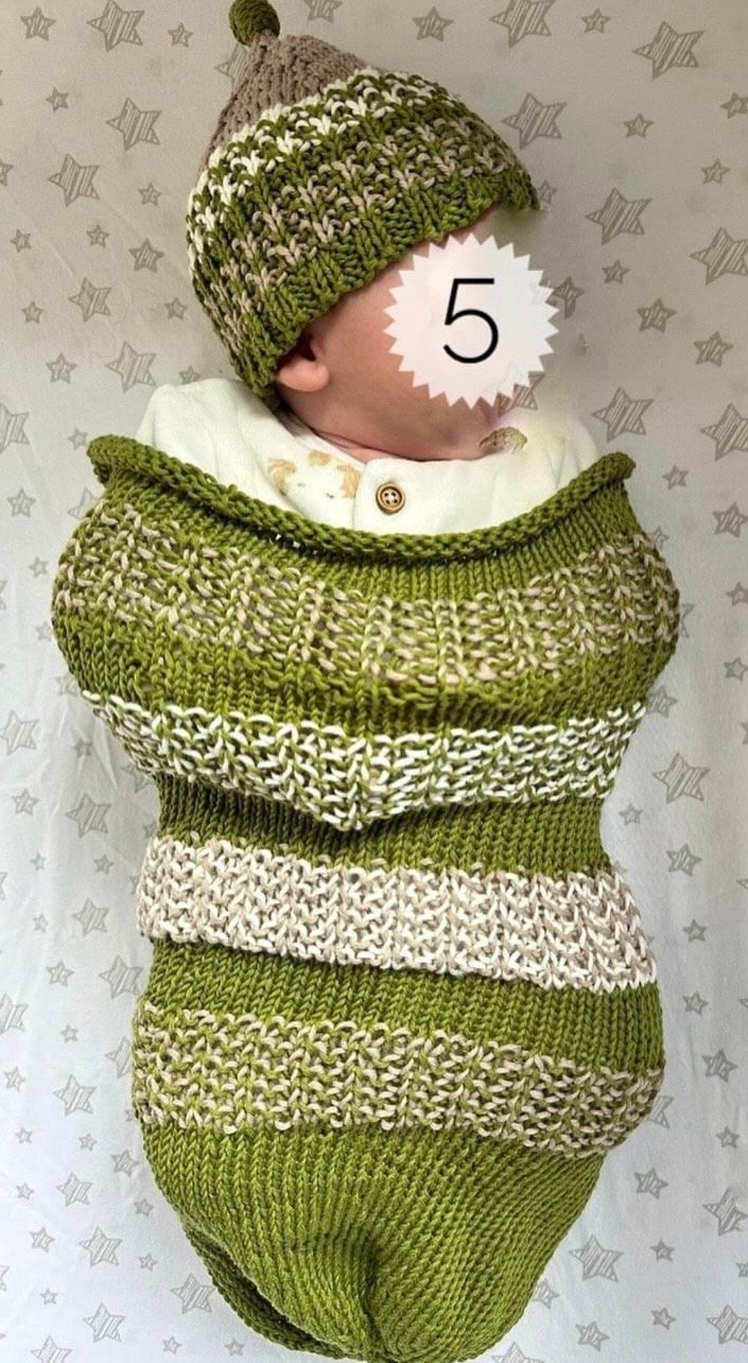 Cotton Cocoon, Birth Cocoon, Swaddling Sock, Hand-knitted Cotton Cocoon ...