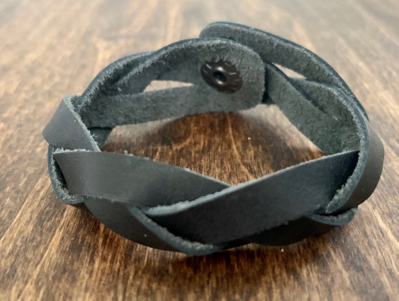 Large Leather Magic Braid Bracelet Black Color - Etsy
