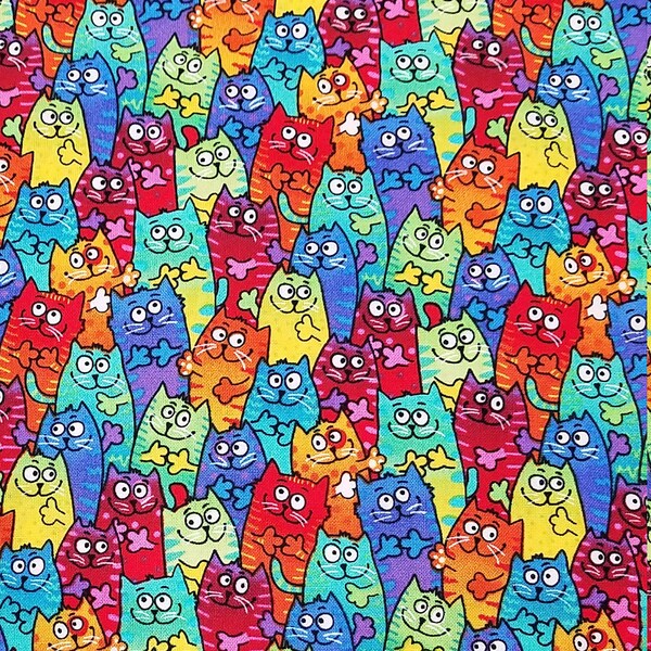 Rainbow Cats Fabric - Etsy