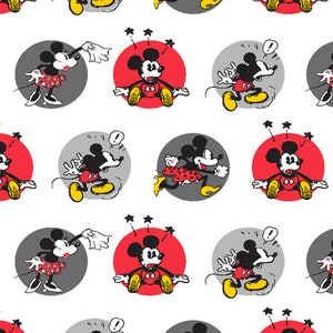 Disney Mickey and Minnie Mouse Circles, 100% Cotton, Novelty Fabric, By ...