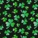 Shaded Clovers on Black Fabric By-the-yard, 100% Cotton, Quilter's ...
