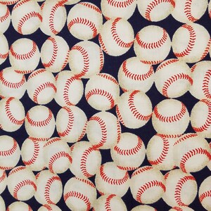 Baseballs on Navy Fabric, 100% Cotton, Quilter's Cotton, By-the-yard ...