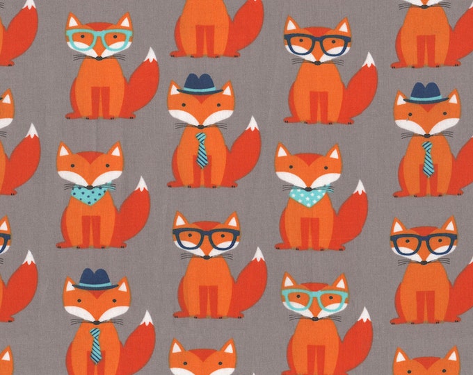 Foxes on Gray Fabric, 100% Cotton, Novelty Cotton, Continuous By-the ...