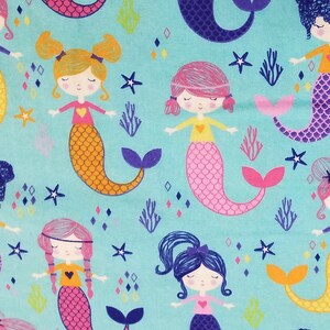Modest Mermaids FLANNEL Fabric, By-the-yard and Fat Quarter Increments ...
