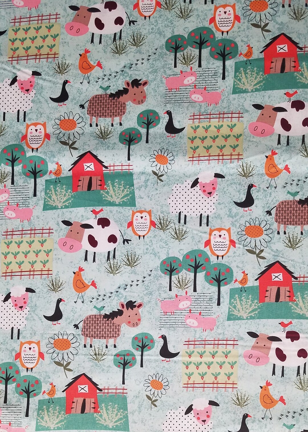 Life on the Farm, 100% Cotton, Novelty Fabric, By-the-yard, Animal ...