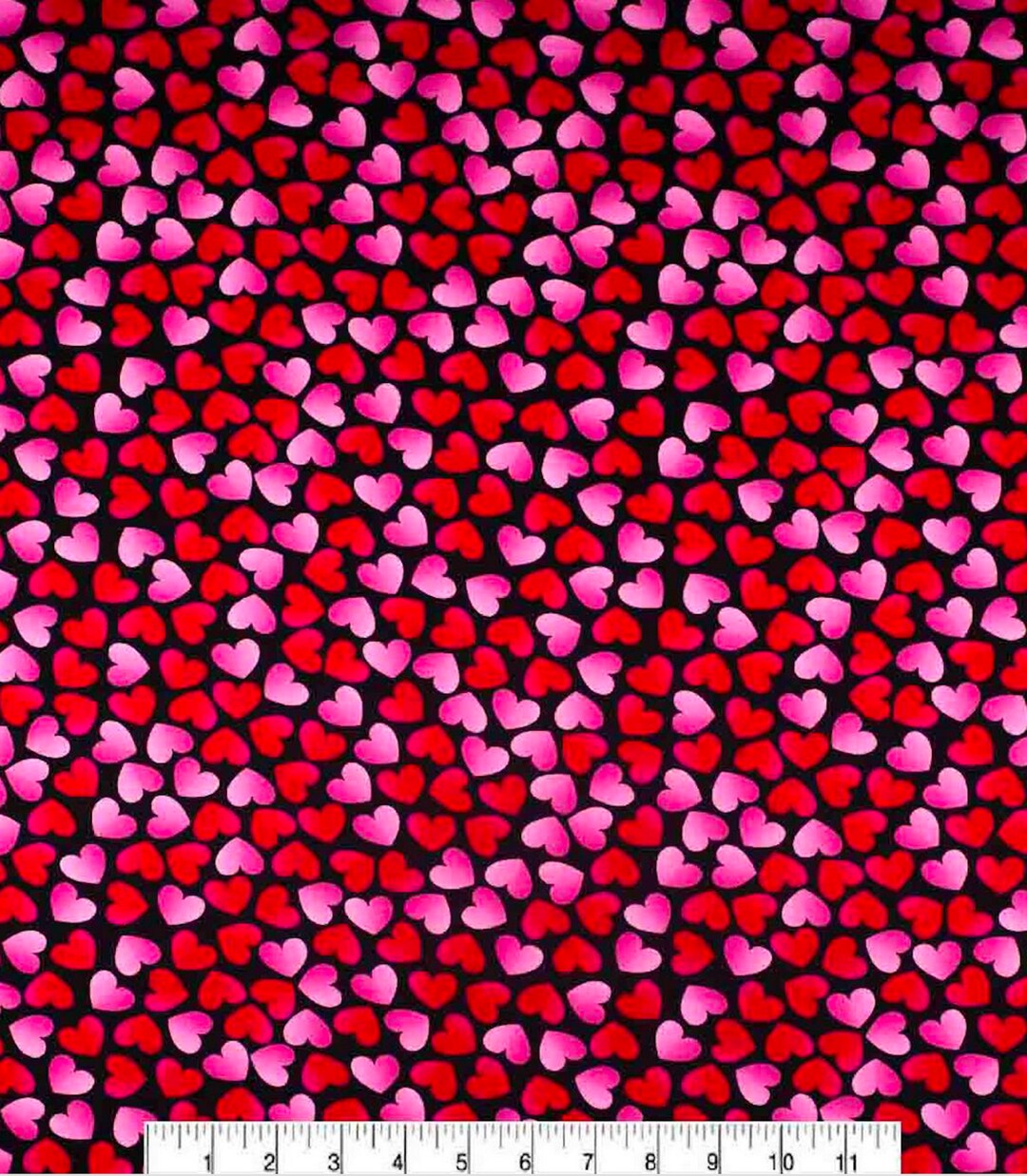 Tossed Ombre Hearts On Black Fabric By The Yard 100 Cotton Quilter
