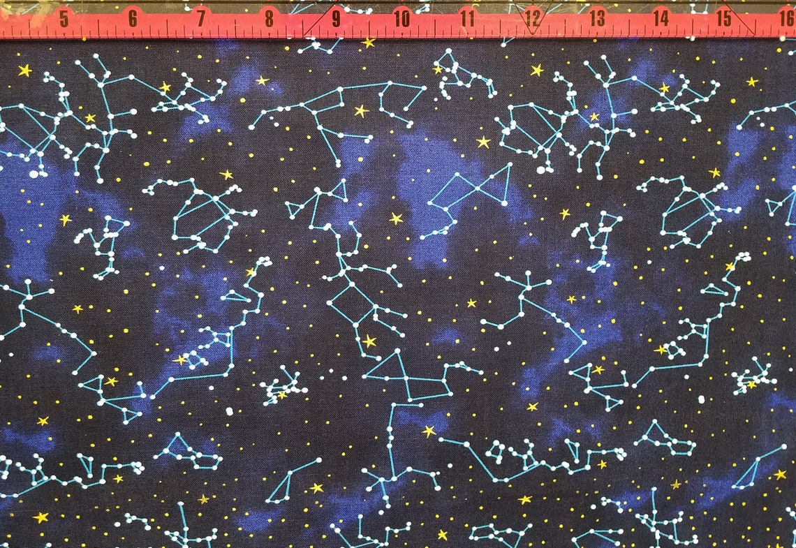 Star Constellations - Blue, 100% Cotton, Novelty Fabric, By-the-yard ...