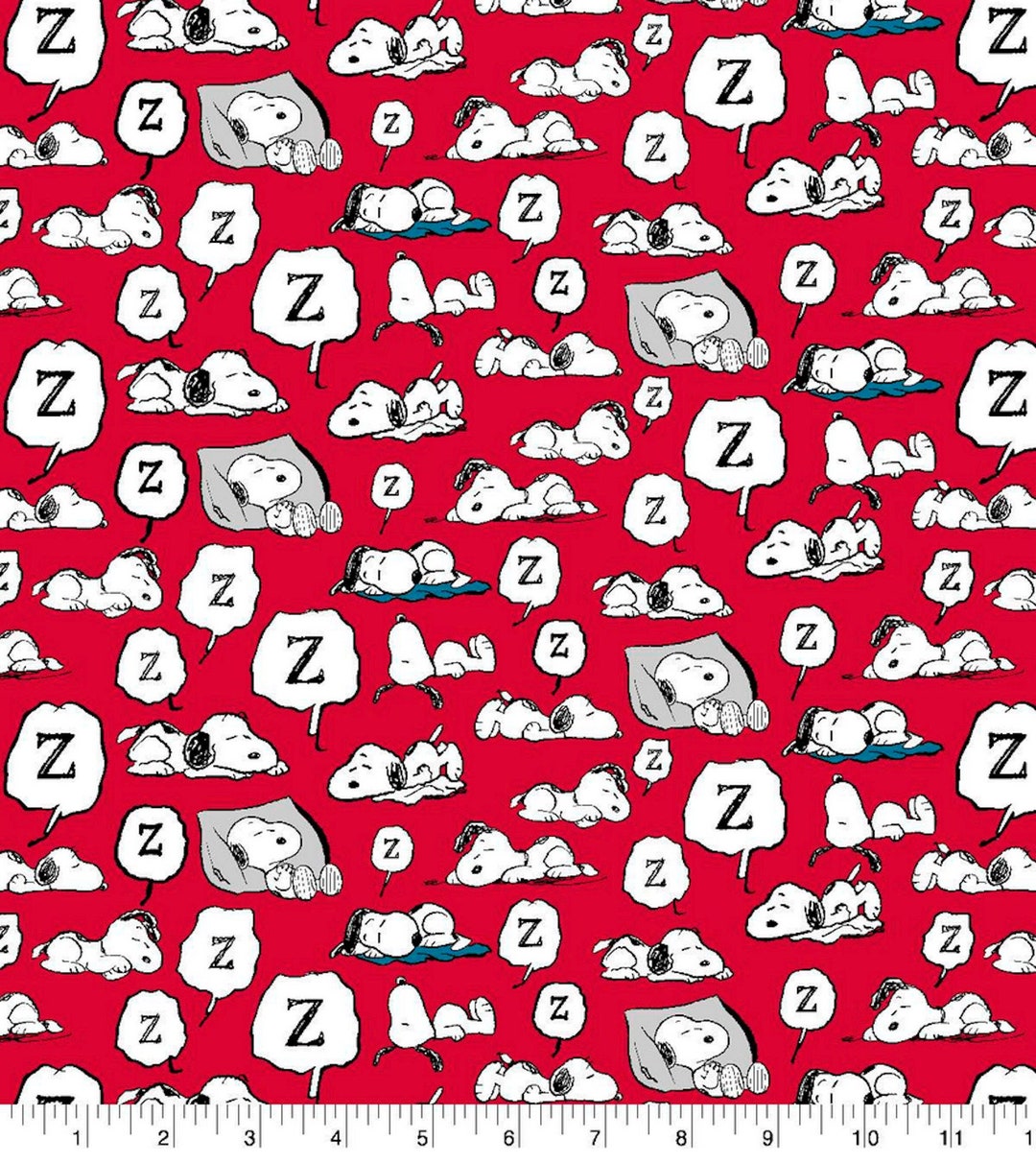 Peanuts Sleepy Snoopy FLANNEL Fabric, 100% Cotton, By-the-yard and Fat ...