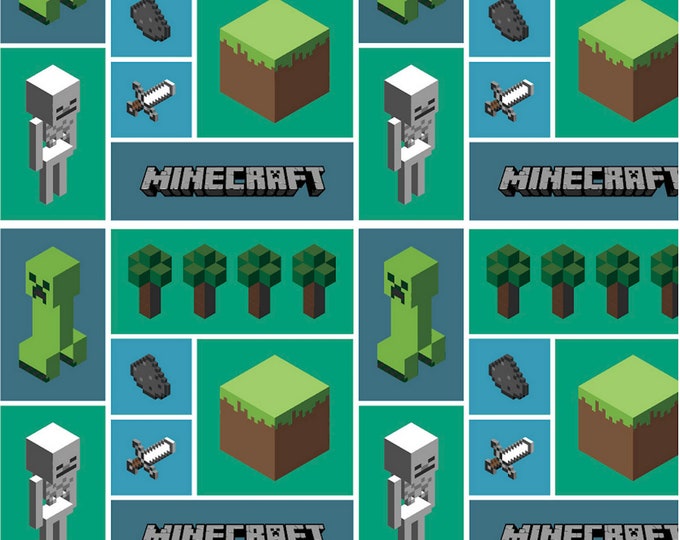 Minecraft Mosaic Fabric, 100% Cotton, Novelty Print, By-the-yard, Video ...