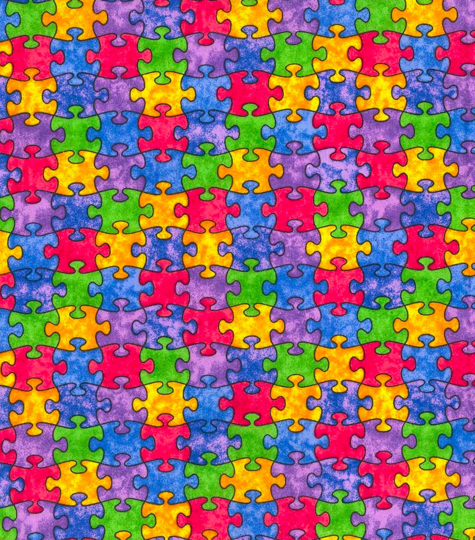 Rainbow Puzzle Pieces Fabric, 100% Cotton, Quilter's Cotton, By-the ...