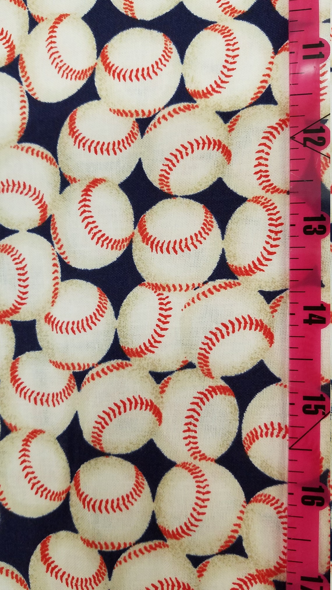 Baseballs on Navy Fabric, 100% Cotton, Quilter's Cotton, By-the-yard ...
