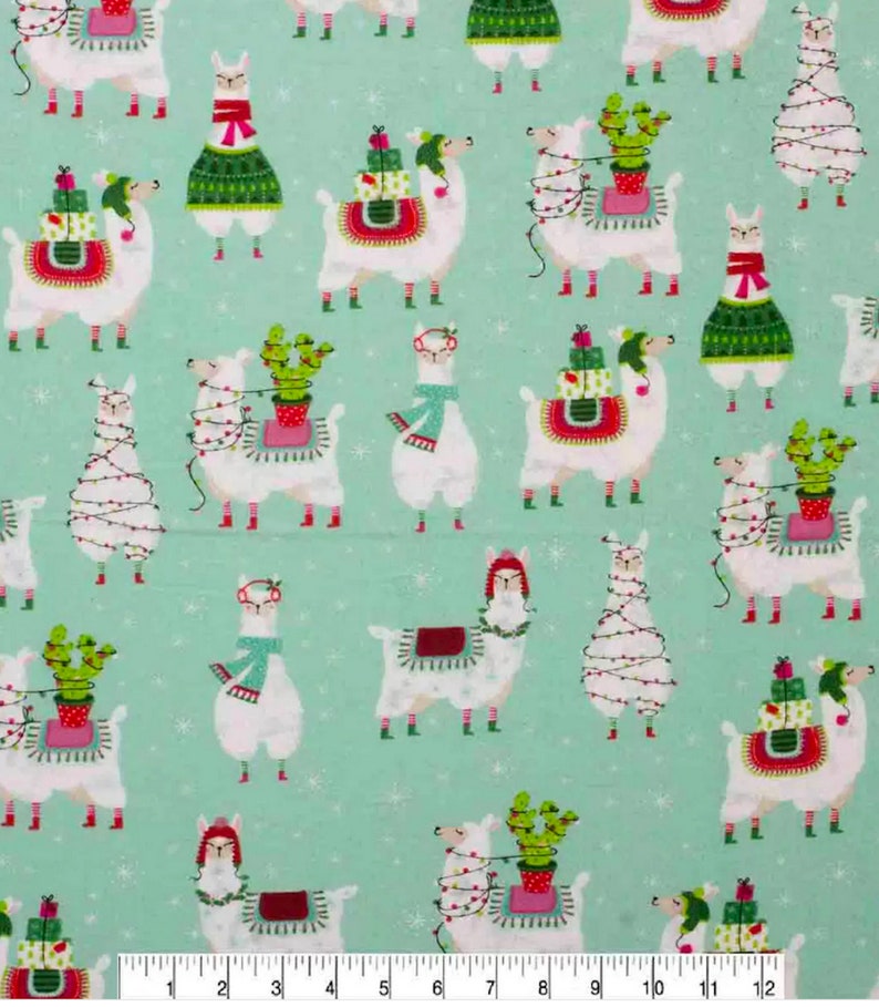 Holiday Llama Fun Fabric 100% Cotton FLANNEL Christmas | Etsy