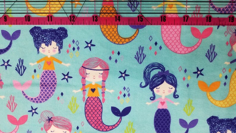 Modest Mermaids FLANNEL Fabric By-the-yard and Fat Quarter - Etsy