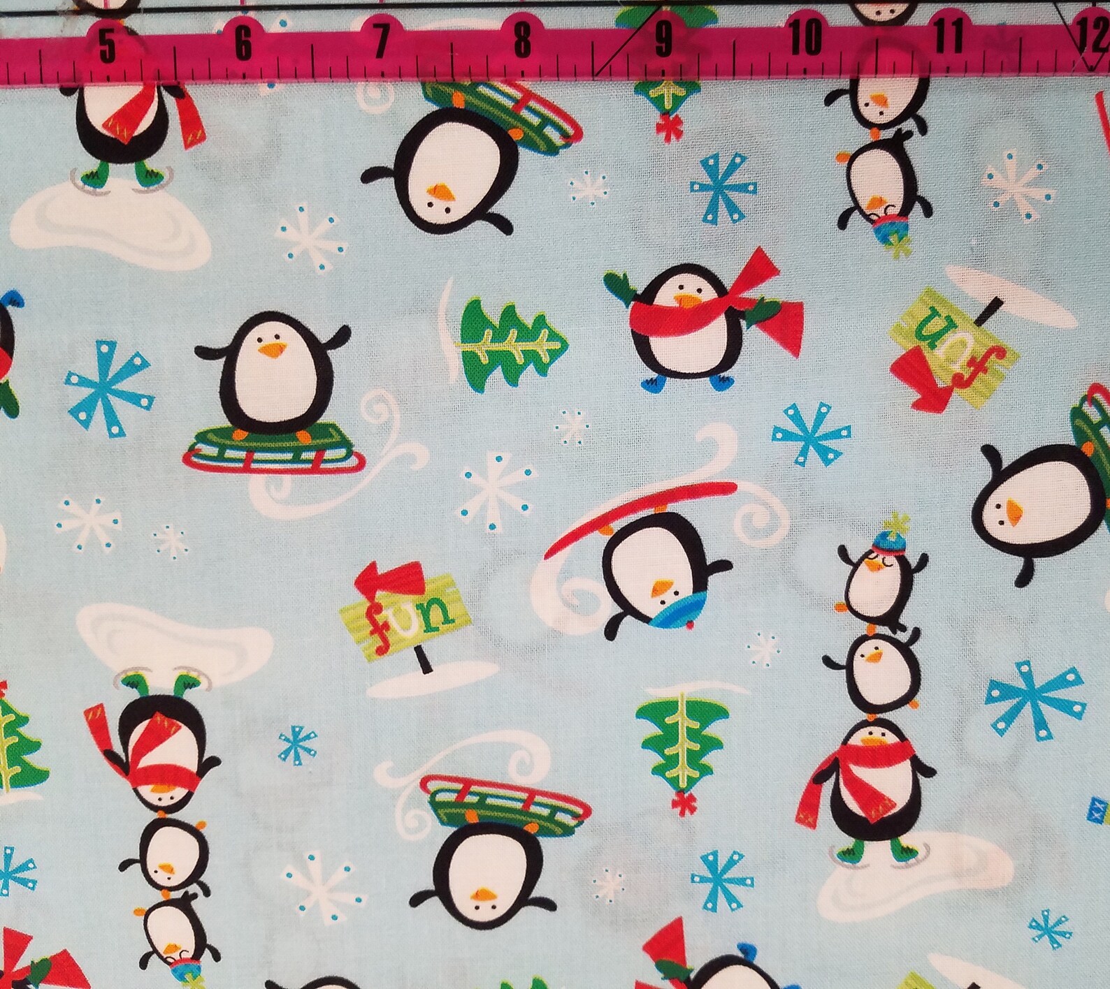 Penguin Fun Fabric, 100% Cotton, By-the-yard, Holiday, Christmas Animal ...