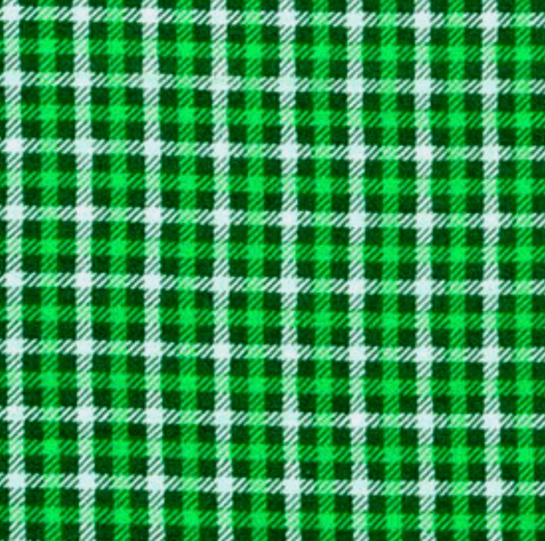 Small Plaid Green Fabric By-the-yard, 100% Cotton, Quilter's Cotton ...