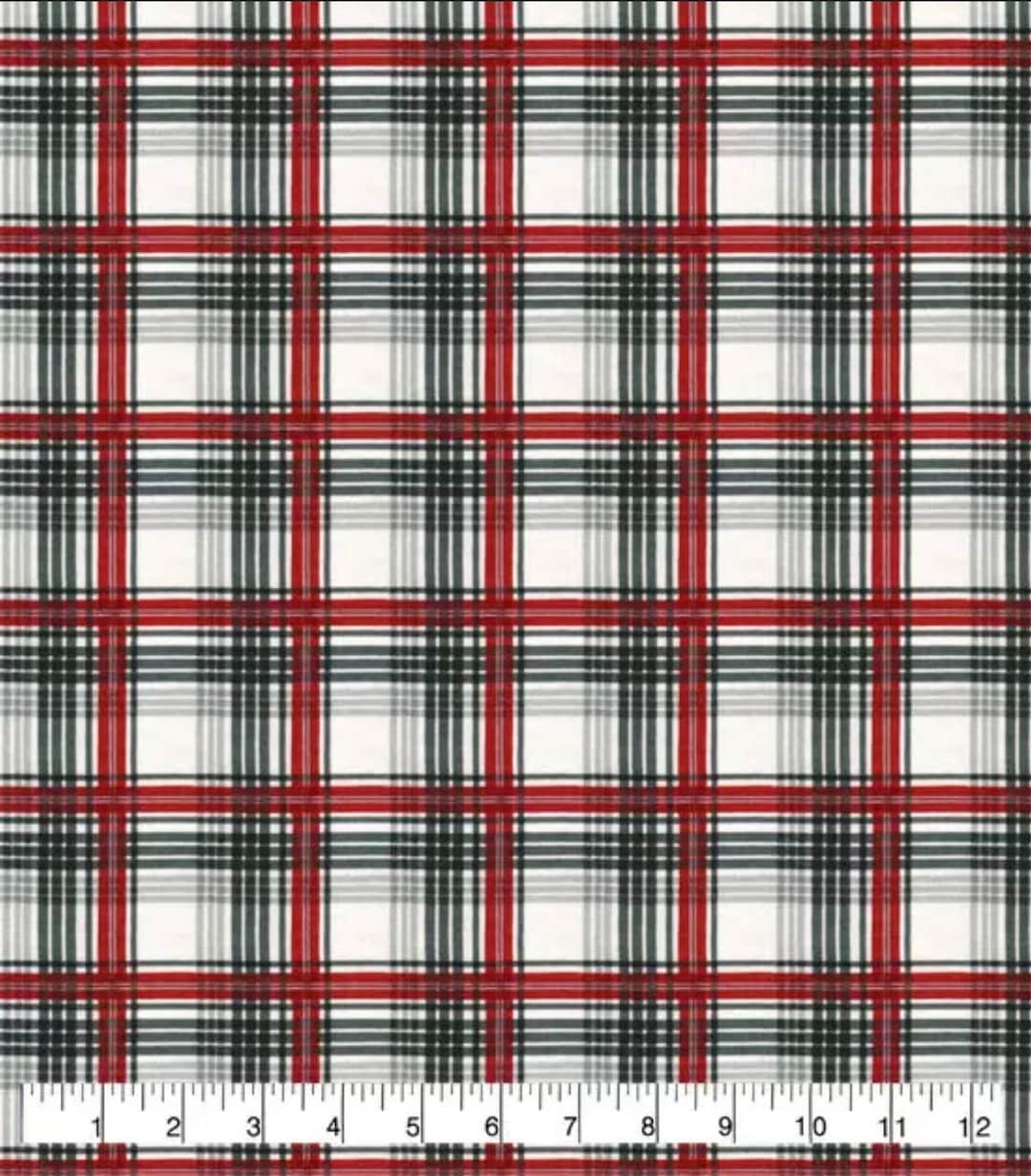 Gray, Red, and Cream Plaid FLANNEL Fabric, 100% Cotton, By-the-yard and ...