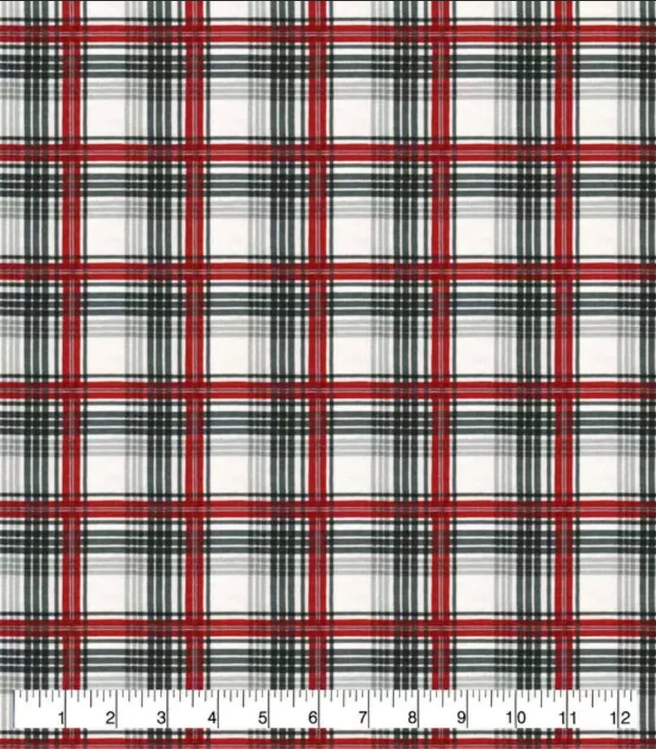 Gray Red and Cream Plaid FLANNEL Fabric 100% Cotton - Etsy