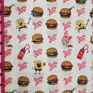 Spongebob Patrick Patties Fabric, 100% Cotton, Quilter's Cotton, By-the ...