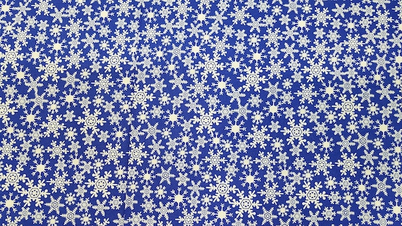 Blue Snowflake Fabric 100% Cotton Quilter's Cotton - Etsy UK