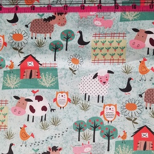 Life on the Farm, 100% Cotton, Novelty Fabric, By-the-yard, Animal ...