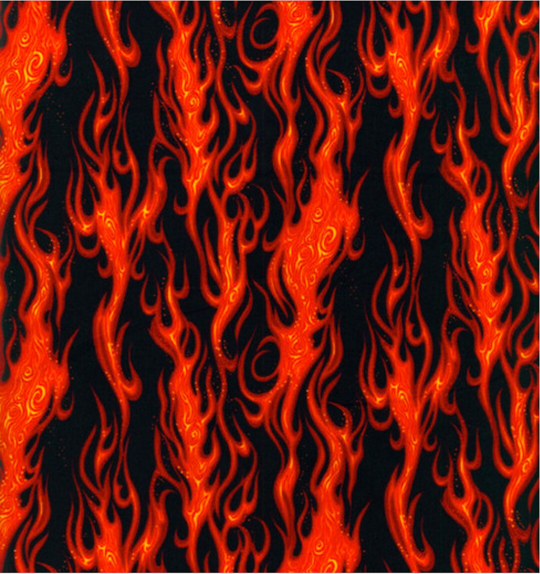 Flames Fabric, 100% Cotton, Novelty Print, By-the-yard and Fat Quarter ...