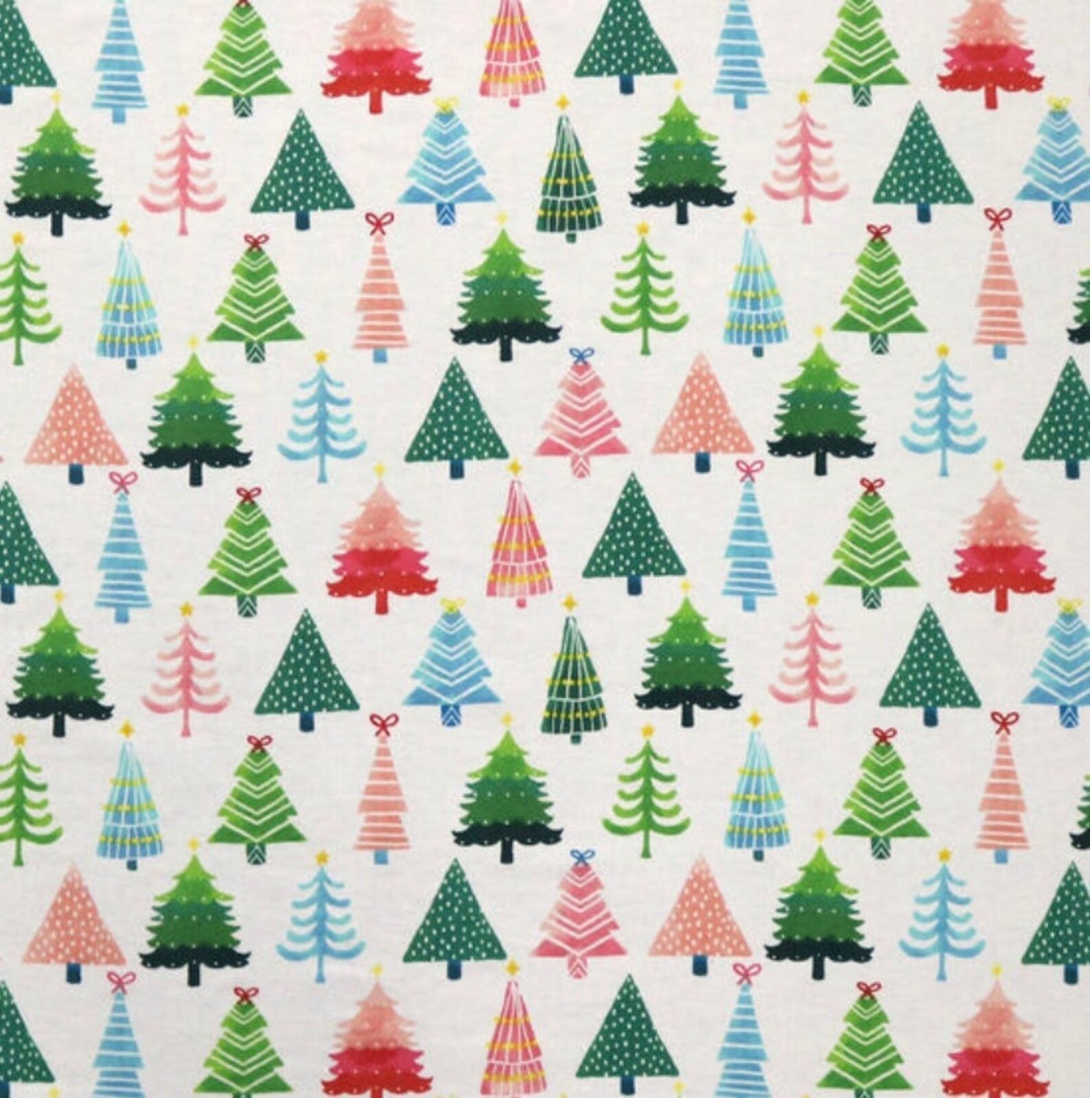 Modern Christmas Trees FLANNEL, 100% Cotton, Christmas Fabric by the ...
