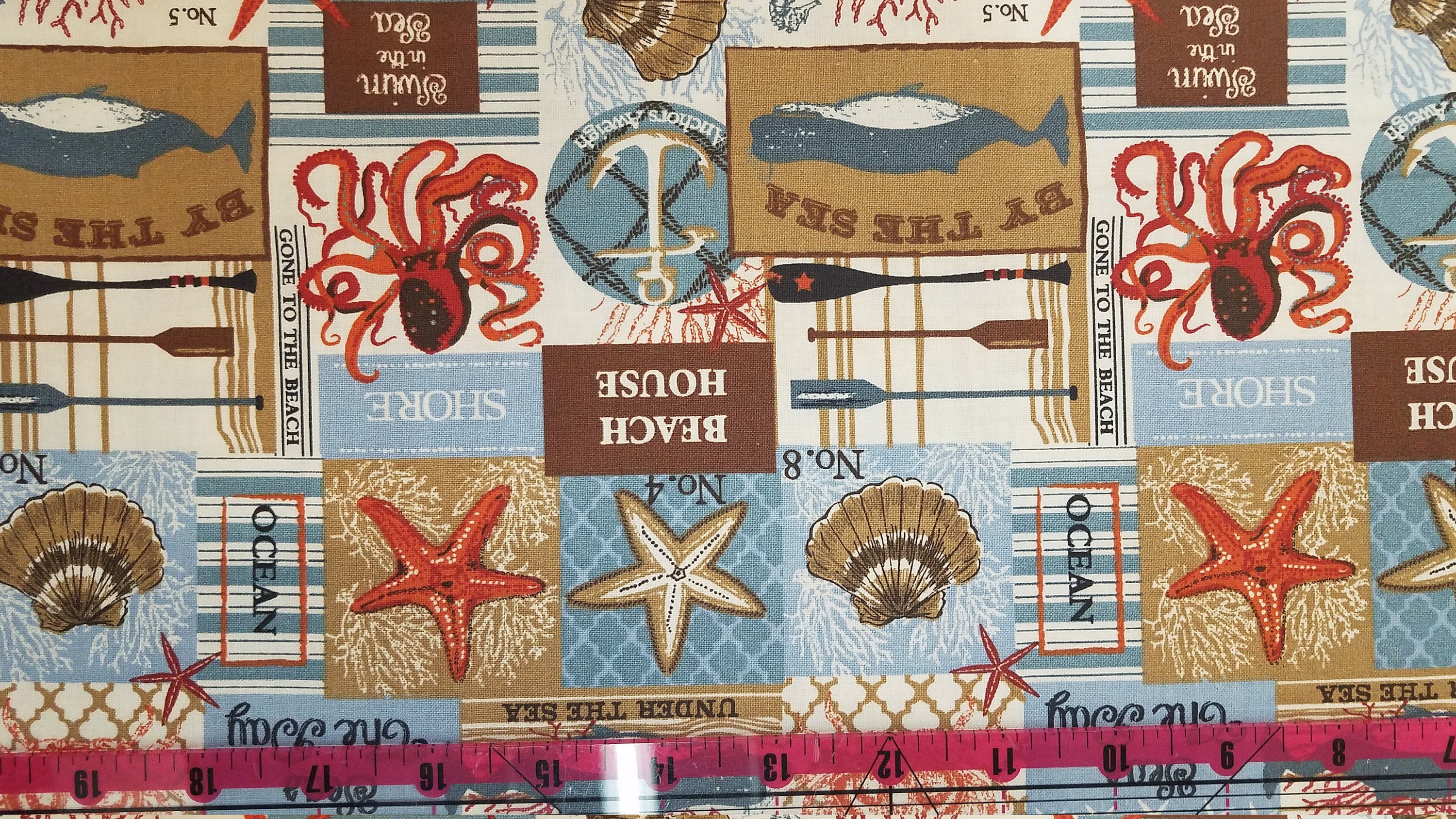 By the Sea Patch 100% Cotton Novelty Fabric By-the-Yard and | Etsy