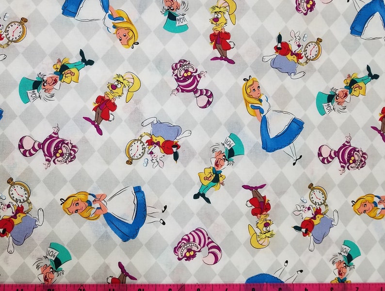 Disney Alice In Wonderland Fabric Fabric By The Yard 100 Etsy