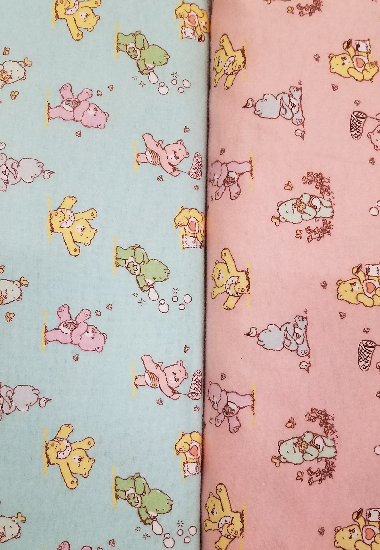 Care Bears Playful Pink FLANNEL Fabric, By-the-yard, 100% Cotton ...