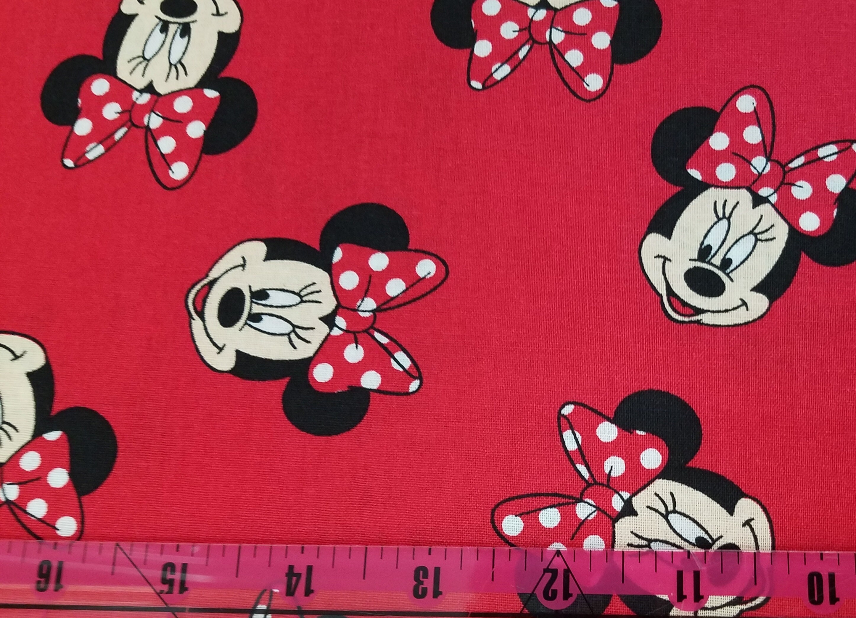 Minnie Mouse on Red, Fabric By-the-yard, 100% Cotton, Quilter's Cotton ...