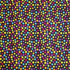 Multi Color Dot Black, Fabric, 100% Cotton, Quilter's Cotton, By-the ...
