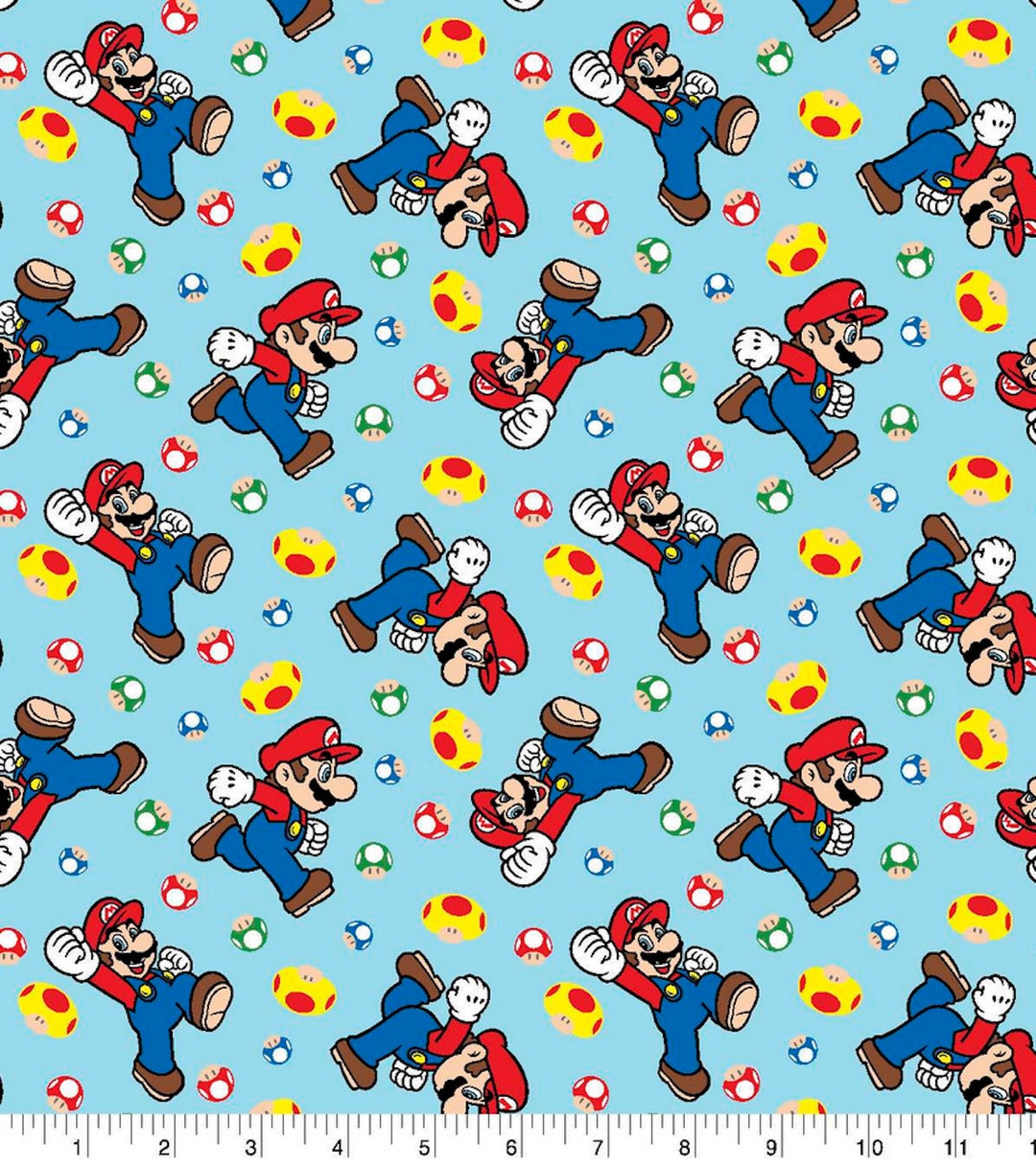 Mario and Mushroom FLANNEL Fabric 100% Cotton By-the-yard - Etsy