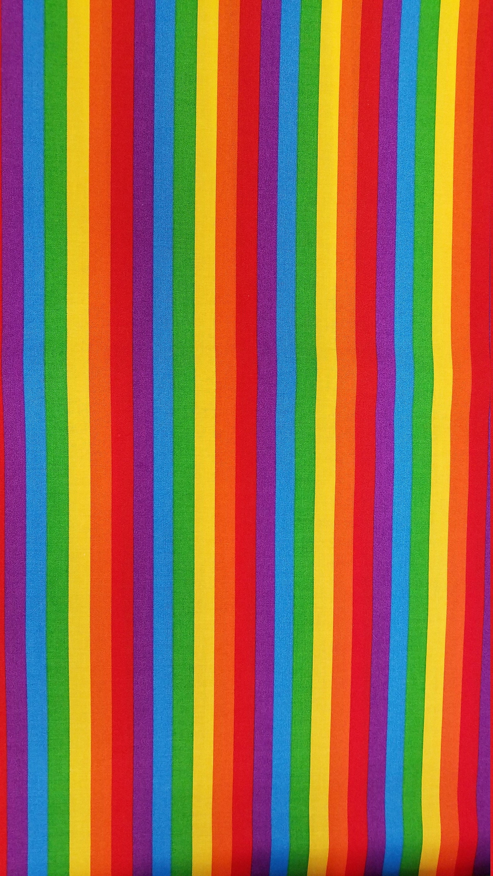 Rainbow Stripe Fabric 100% Cotton Quilter's Cotton - Etsy