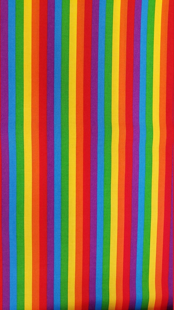 Rainbow Stripe Fabric 100% Cotton Quilter's Cotton | Etsy