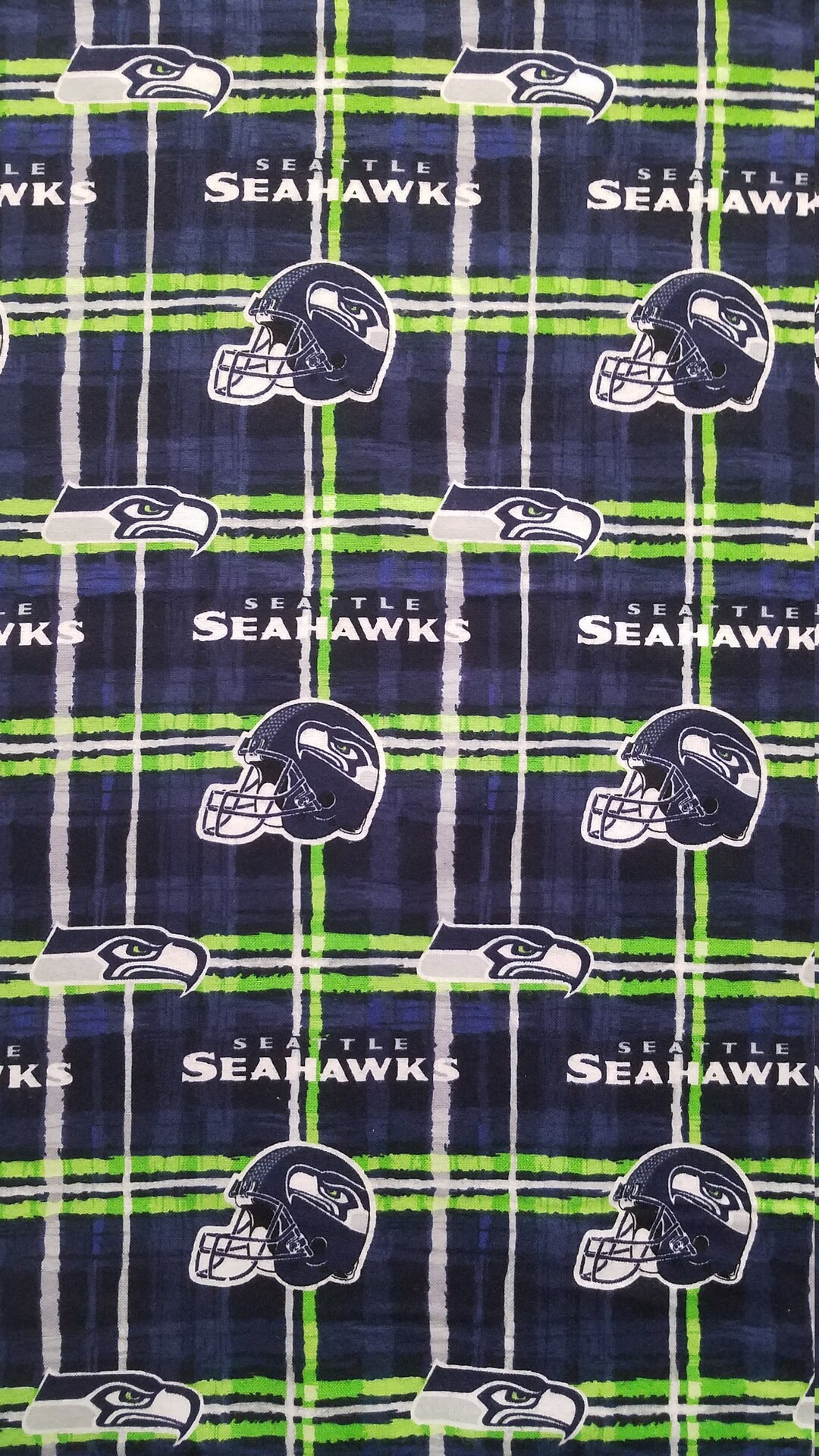 Seattle Seahawks FLANNEL Fabric, 100% Cotton, 0.75 Yd End of Bolt ...