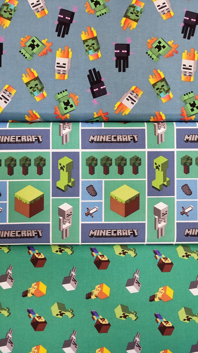 Minecraft Day Mobs Fabric 100% Cotton Novelty Print - Etsy