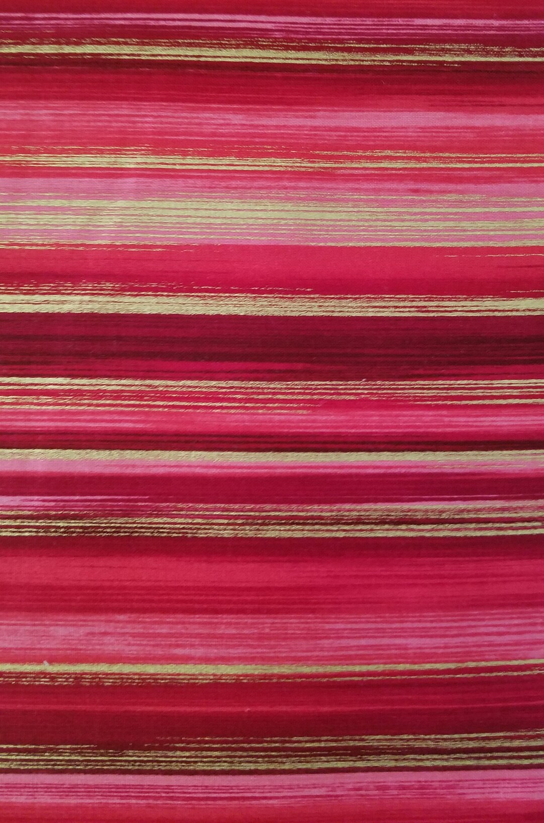 Metallic Stripe Red Fabric, 100% Cotton, Christmas Fabric by the Yard ...