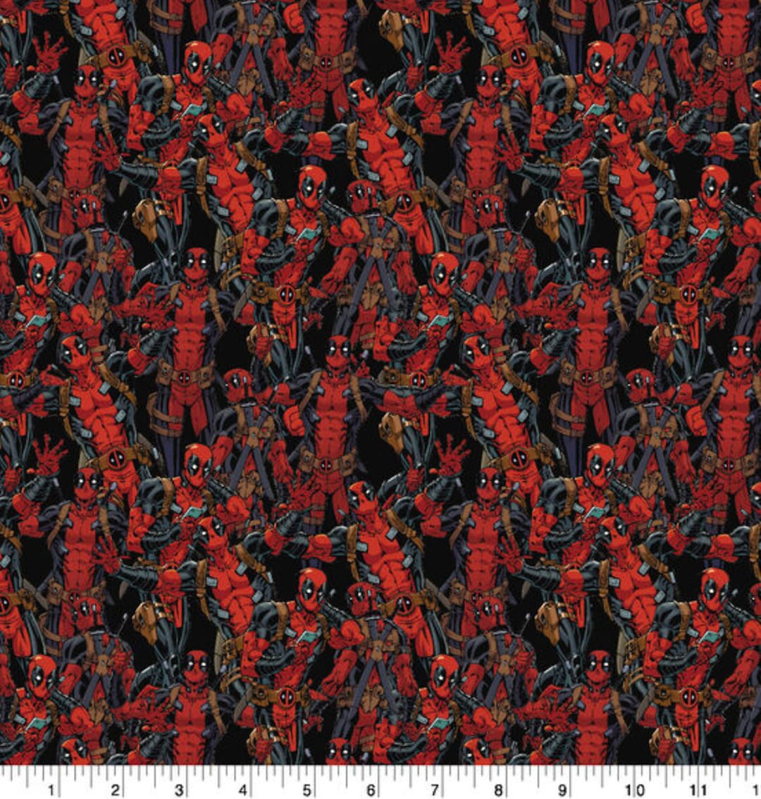 Deadpool Packed Fabric, 100% Cotton, Licensed Material, Fat Quarters ...