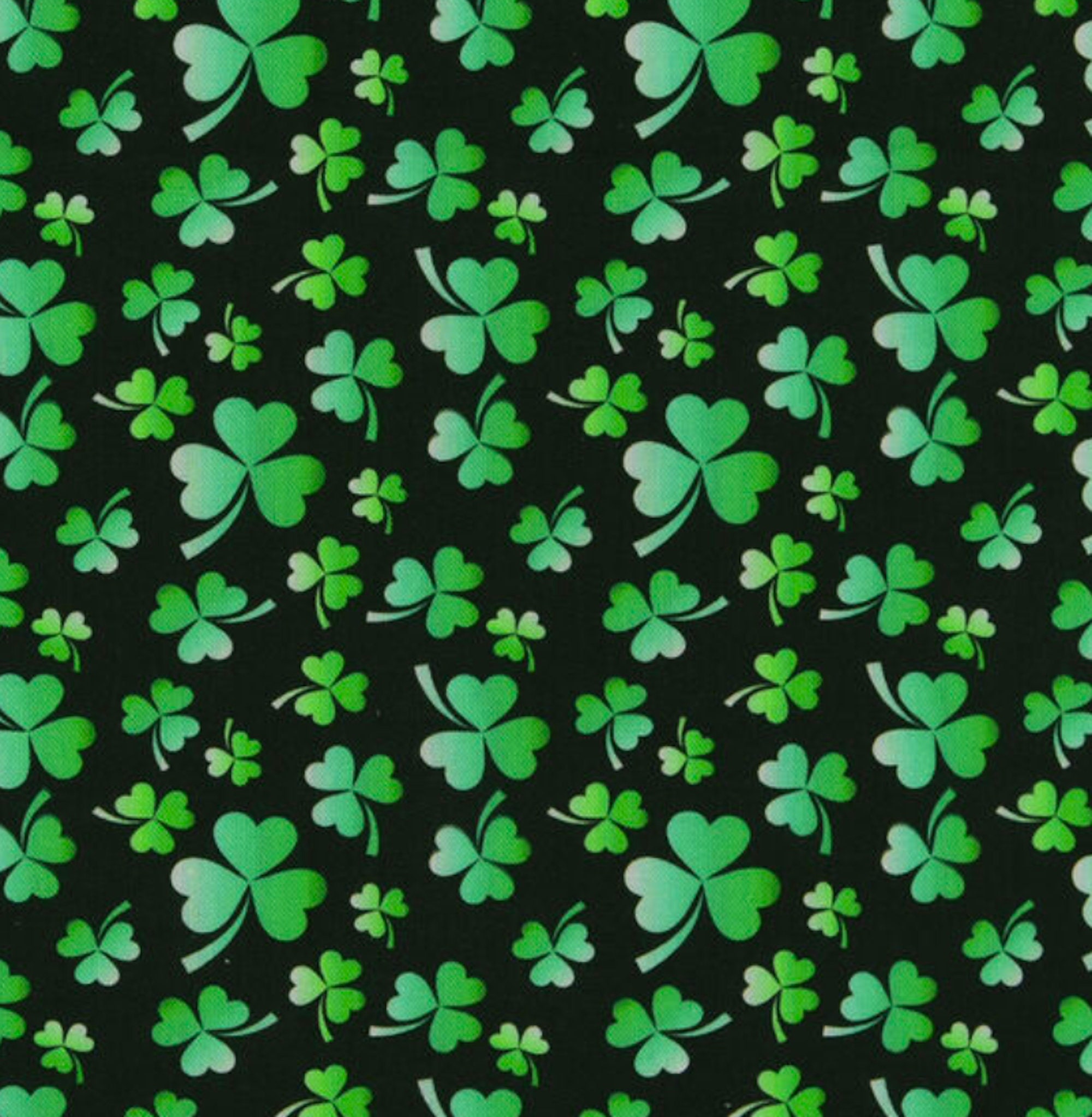 Shaded Clovers on Black Fabric By-the-yard, 100% Cotton, Quilter's ...