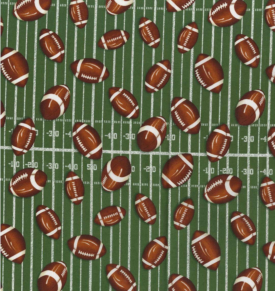 Footballs on Field Fabric, 100% Cotton, Novelty Print, By-the-yard and ...