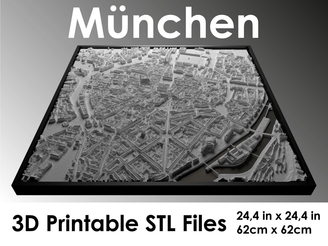 3D Munich Map Print File | Digital Files | 3D Munich Skyline | STL ...