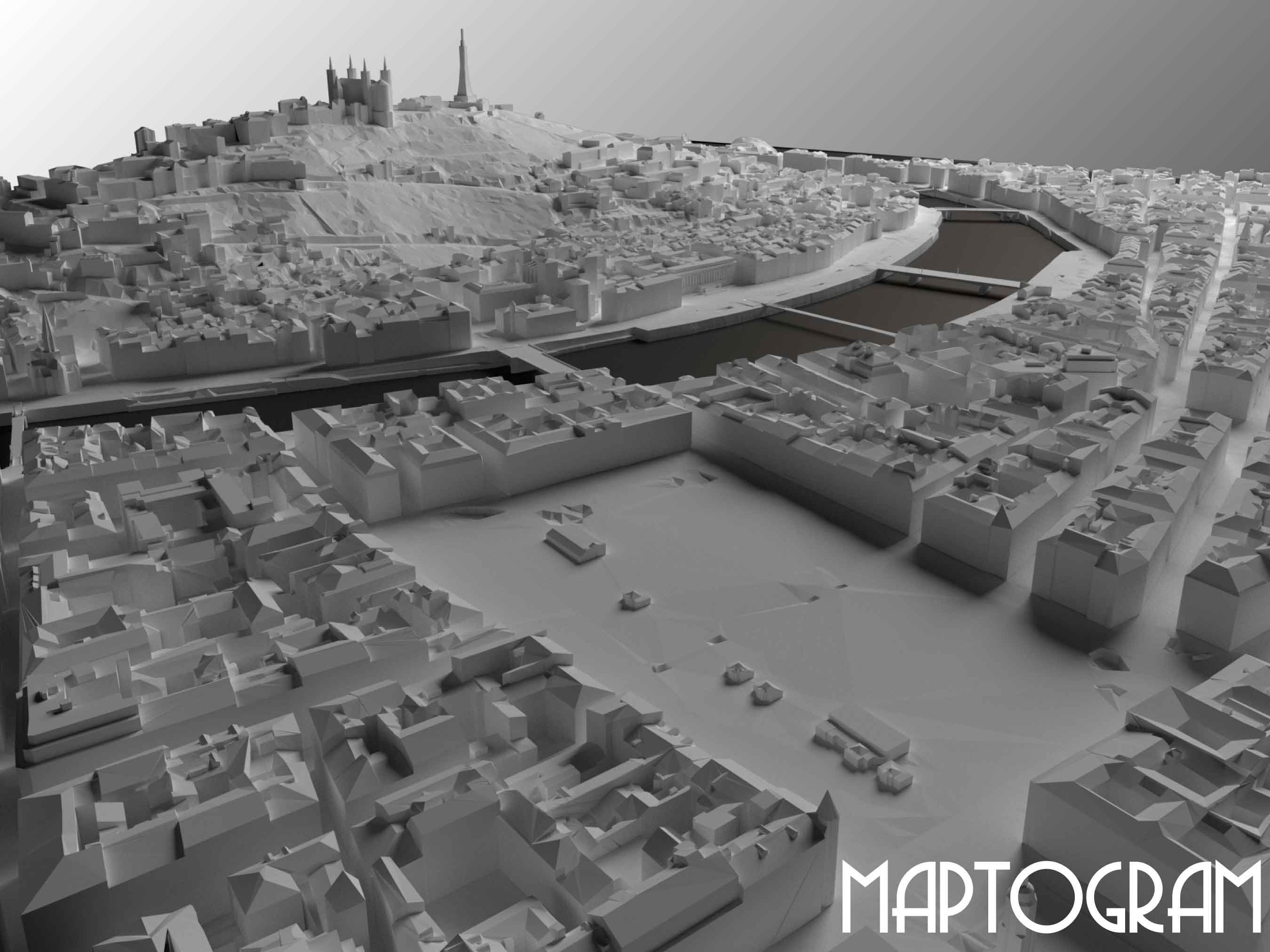 3D Lyon, World Map, 3d Print Stl File, Lyon Skyline, Lyon Map, Digital ...